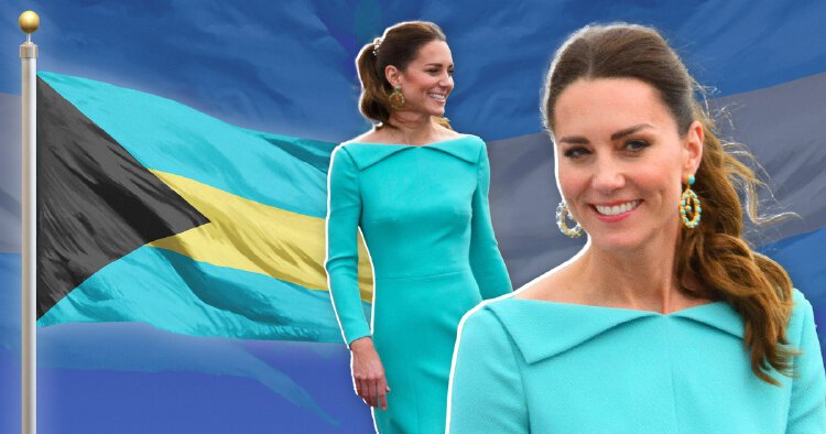 Kate Middleton wears blue Emilia Wickstead dress to match the Bahamas ... Kate Middleton wears blue Emilia Wickstead dress to match the Bahamas ...