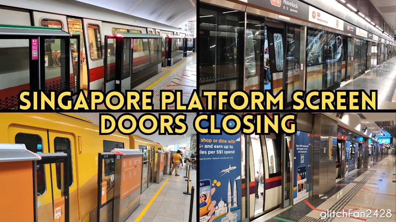 Train & Monorail Platform Screen Doors Closing Compilation, Singapore ...