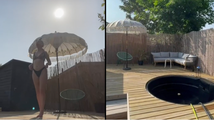 Woman trolled after installing DIY swimming pool in garden before heatwave arrives | Nestia