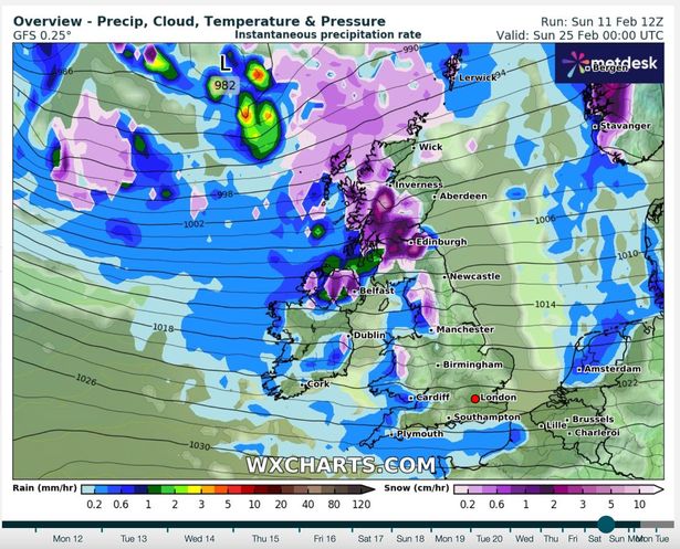 UK weather maps show Brits facing freezing end to February as huge snow ...