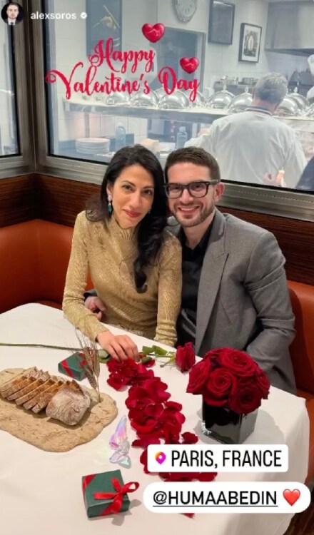 Huma Abedin and George Soros’ son Alex reveal relationship in Valentine’s Day photo from Paris ...