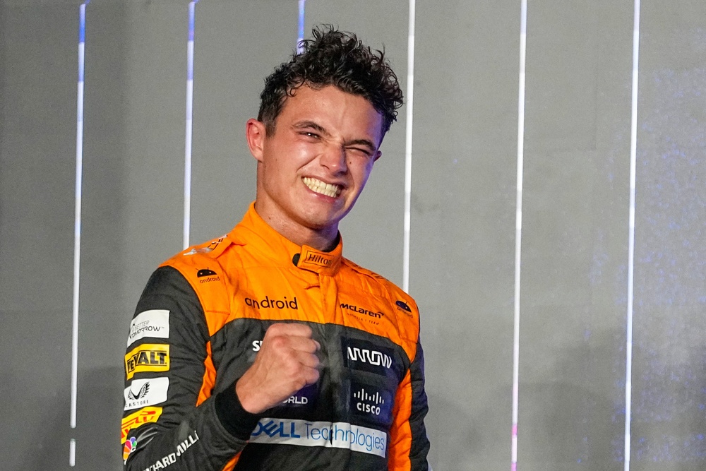 McLaren F1 driver Lando Norris shows off neck strengthening exercise ...