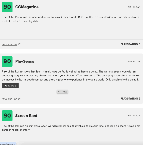 《浪人崛起》M站评分解禁：均分77分！ | Nestia