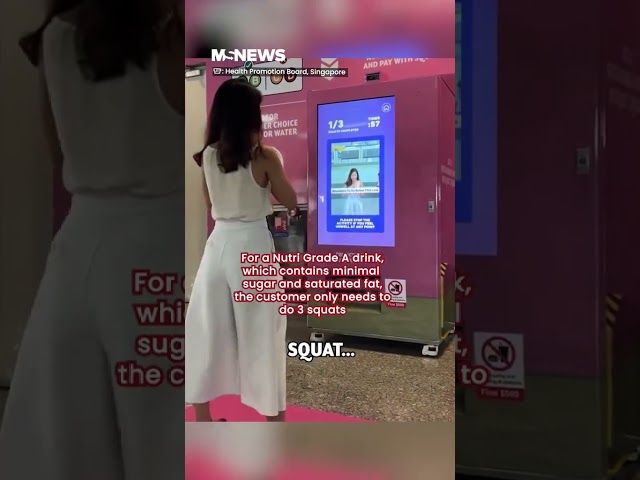 Jurong East MRT vending machine gives free drinks for doing squats | Nestia