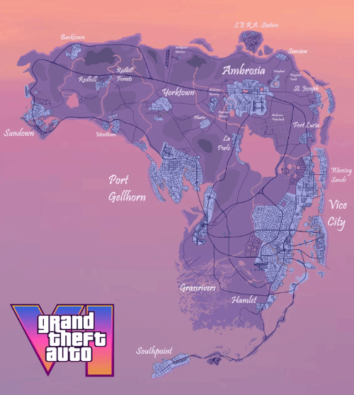 玩家自制《GTA6》概念地图：是前作地图的2.5倍大 | Nestia