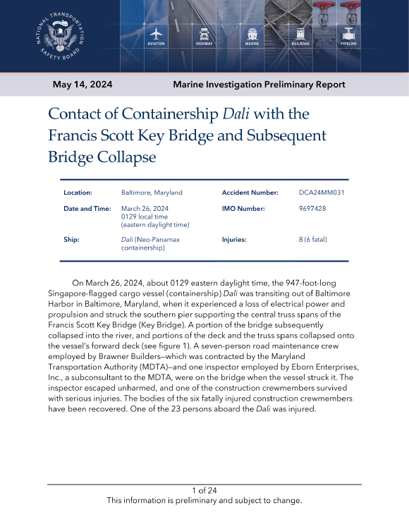 Ship That Hit Baltimore Bridge Had 2 Electrical Failures Before ...