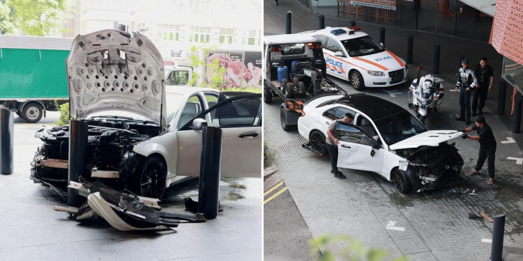 Mercedes crashes into bollard at funan taxi stand, 31-year-old man ...