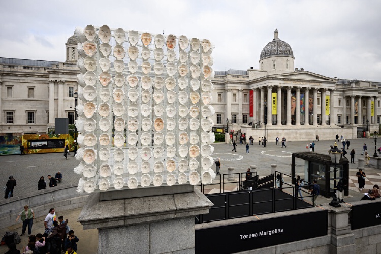 Trafalgar Square’s fourth plinth artwork unveiled with masks of 726 ...