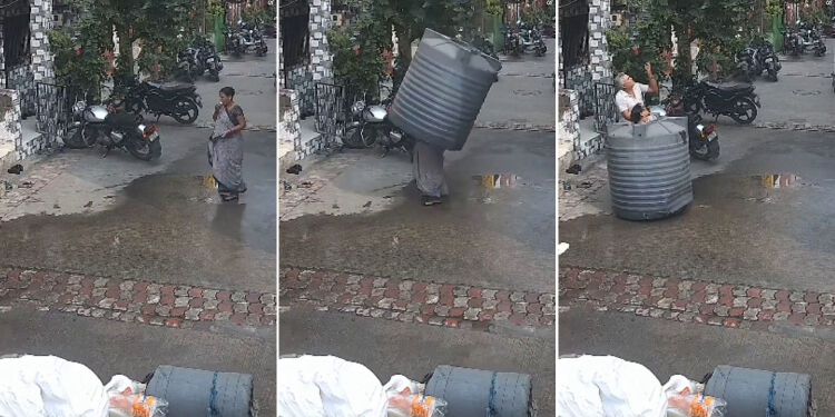 Woman in India miraculously survives water tank falling on her moments ...