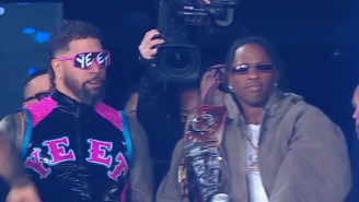 A Blunt-Smoking Travis Scott Ushered Jey Uso To The Ring During WWE ...