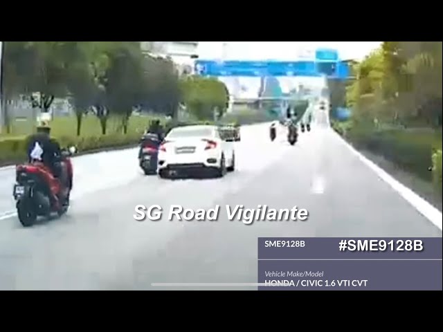 woodland viaduct speeding motocyclist near miss with lane changing honda civic | Nestia