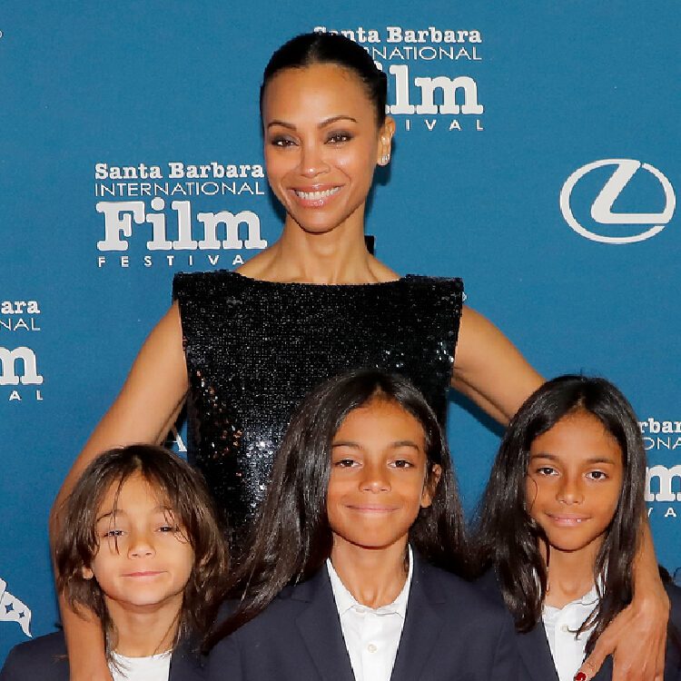 Zoe Saldaña Steps Out for Rare Red Carpet Appearance With Her 3 Mini-Me ...