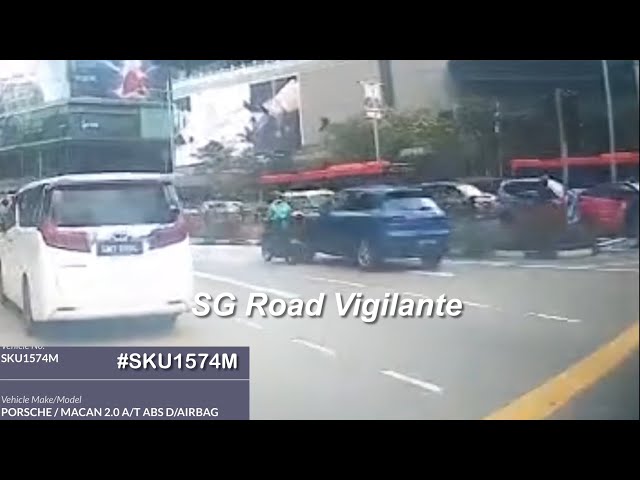 porsche macan hit and run on motorcyclist while squeeze to overtake | Nestia