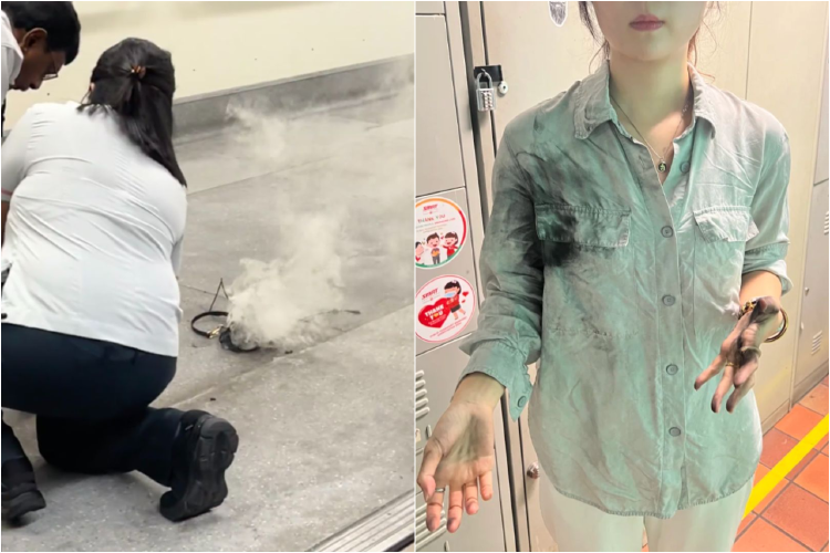 Power bank catches fire in train cabin at Raffles Place MRT | Nestia