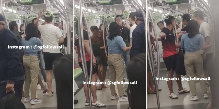 Fight breaks out between 3 passengers on Downtown Line mrt, bystanders break it up | Nestia