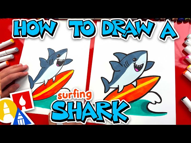 How To Draw A Surfing Shark | Nestia