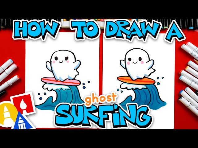 How To Draw A Cute Ghost Surfing | Nestia